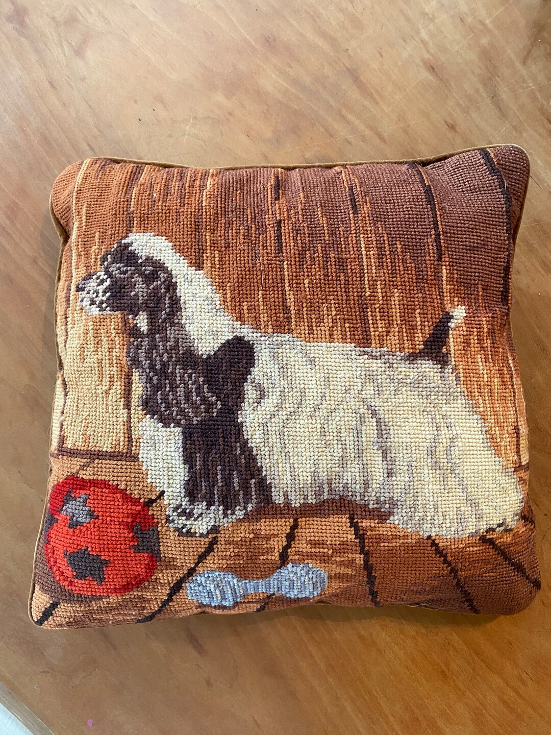 Vintage Needlepoint Dog Pillow - Etsy