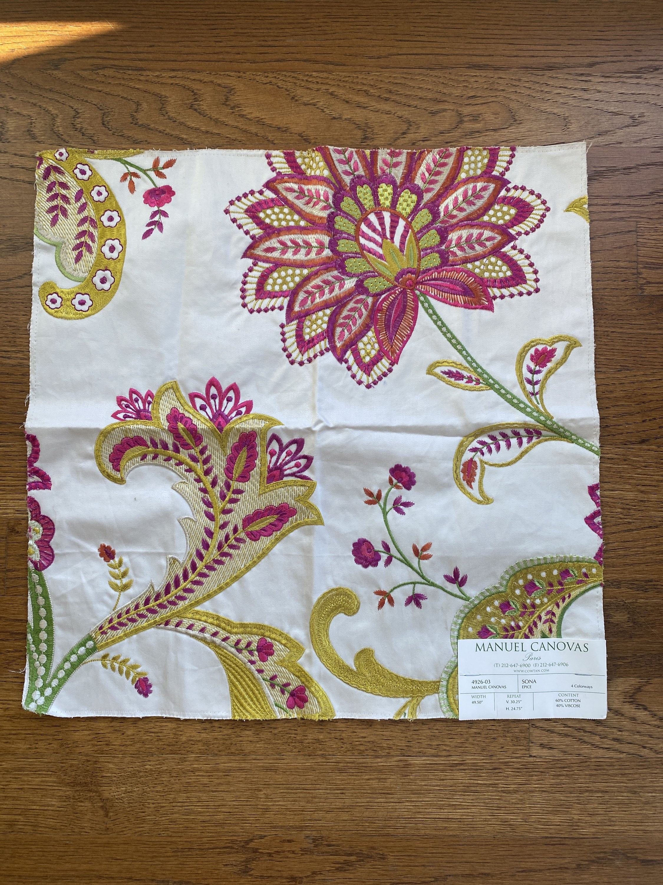 Designer Fabric Sample, Sona Epice by Manuel Canovas - Etsy