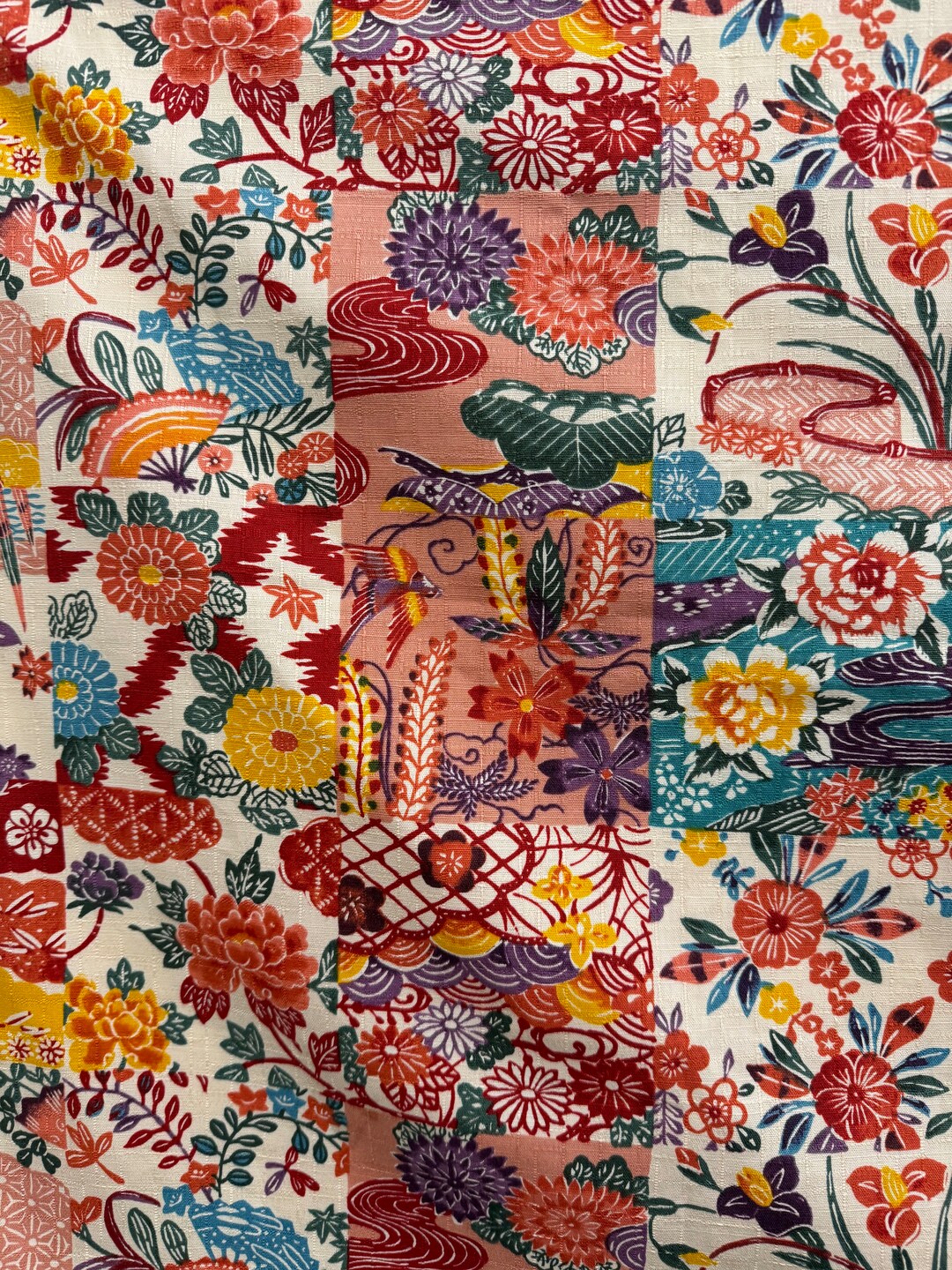 Vintage Japanese Style Faux Patchwork Fabric - Etsy