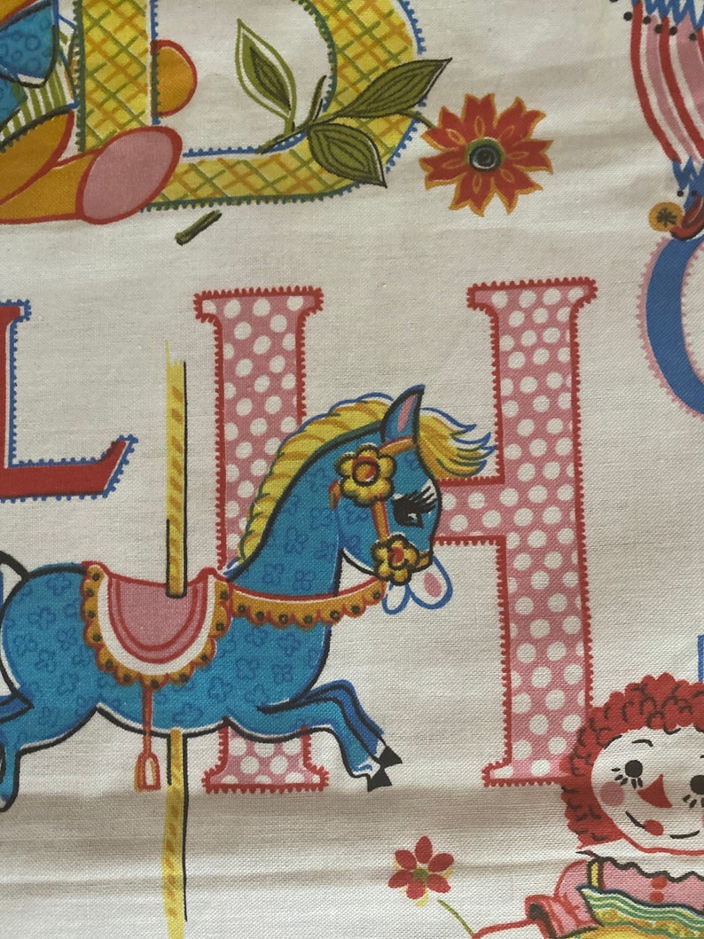 Vintage 1950s Novelty Alphabet Fabric Remnant - Etsy