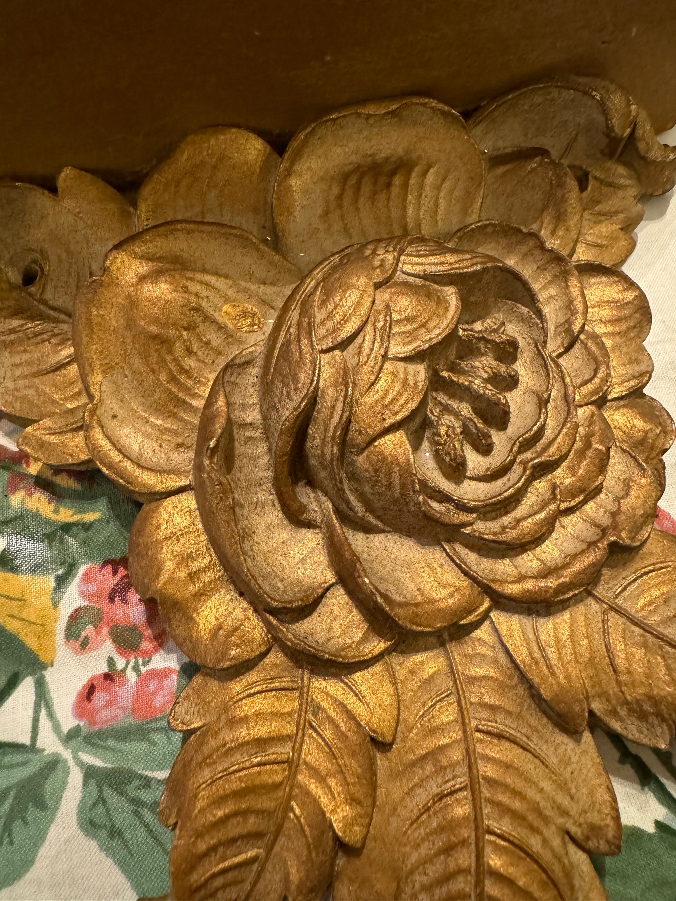 Vintage Syroco Wood Floral Gilt Wall Shelf - Etsy