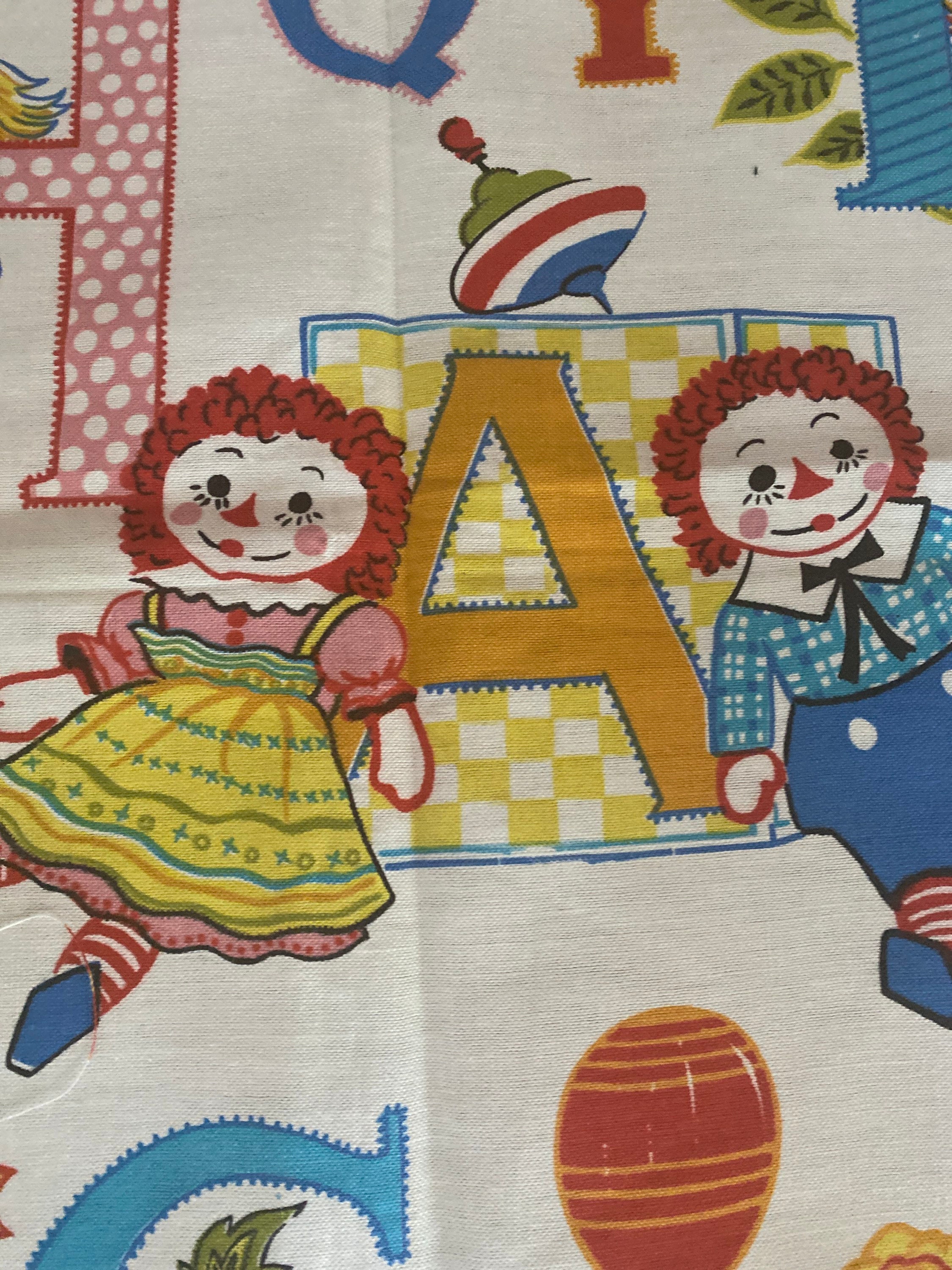 Vintage 1950s Novelty Alphabet Fabric Remnant - Etsy