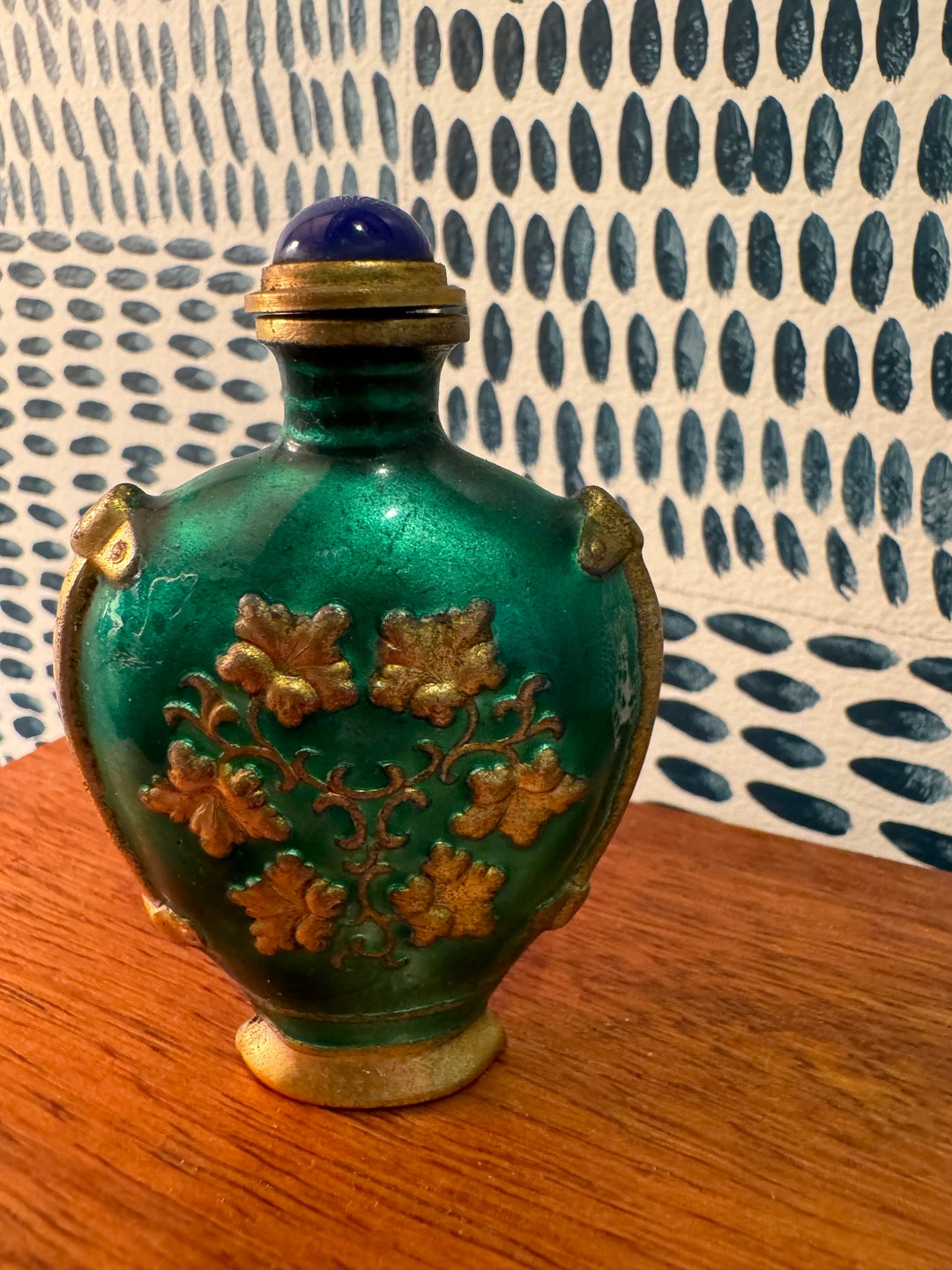 Vintage Chinese Snuff Bottle- Green and Gold - Etsy