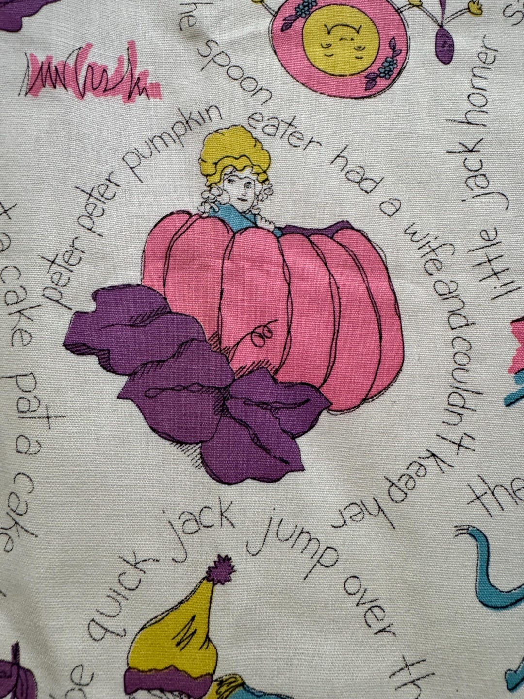 Vintage Novelty Fabric Remnant- Nursery Rhymes - Etsy