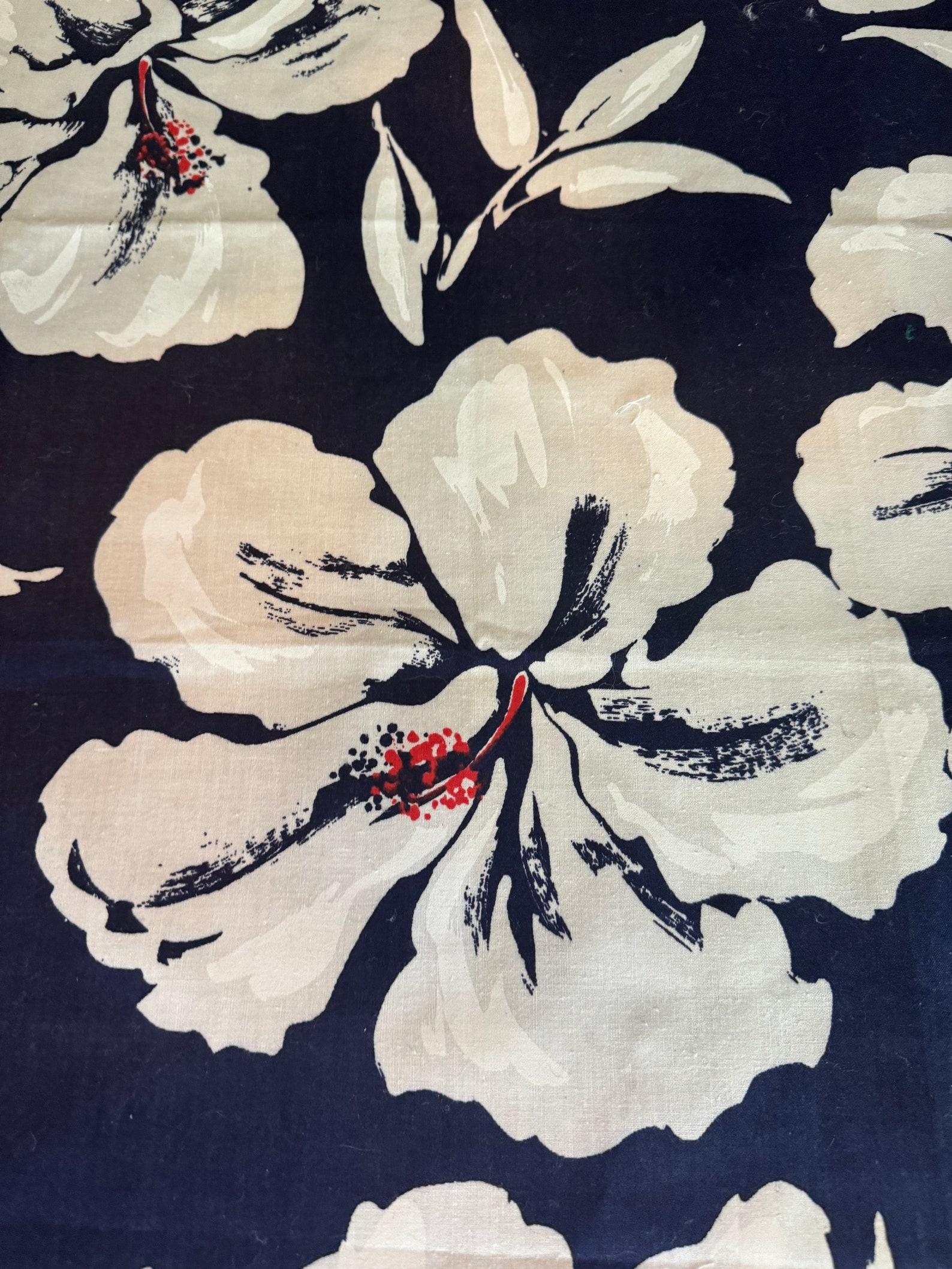 Vintage Fabric Sample -hibiscus Floral - Etsy