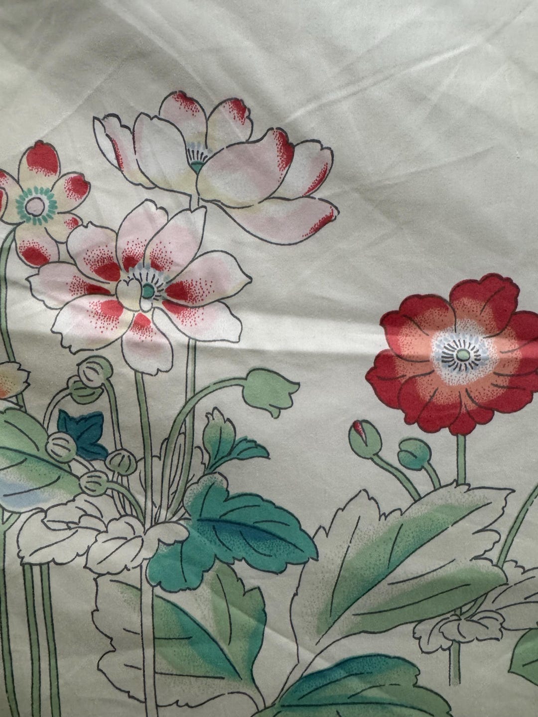 Vintage Jay Yang Fabric Remnant - Floral - Etsy