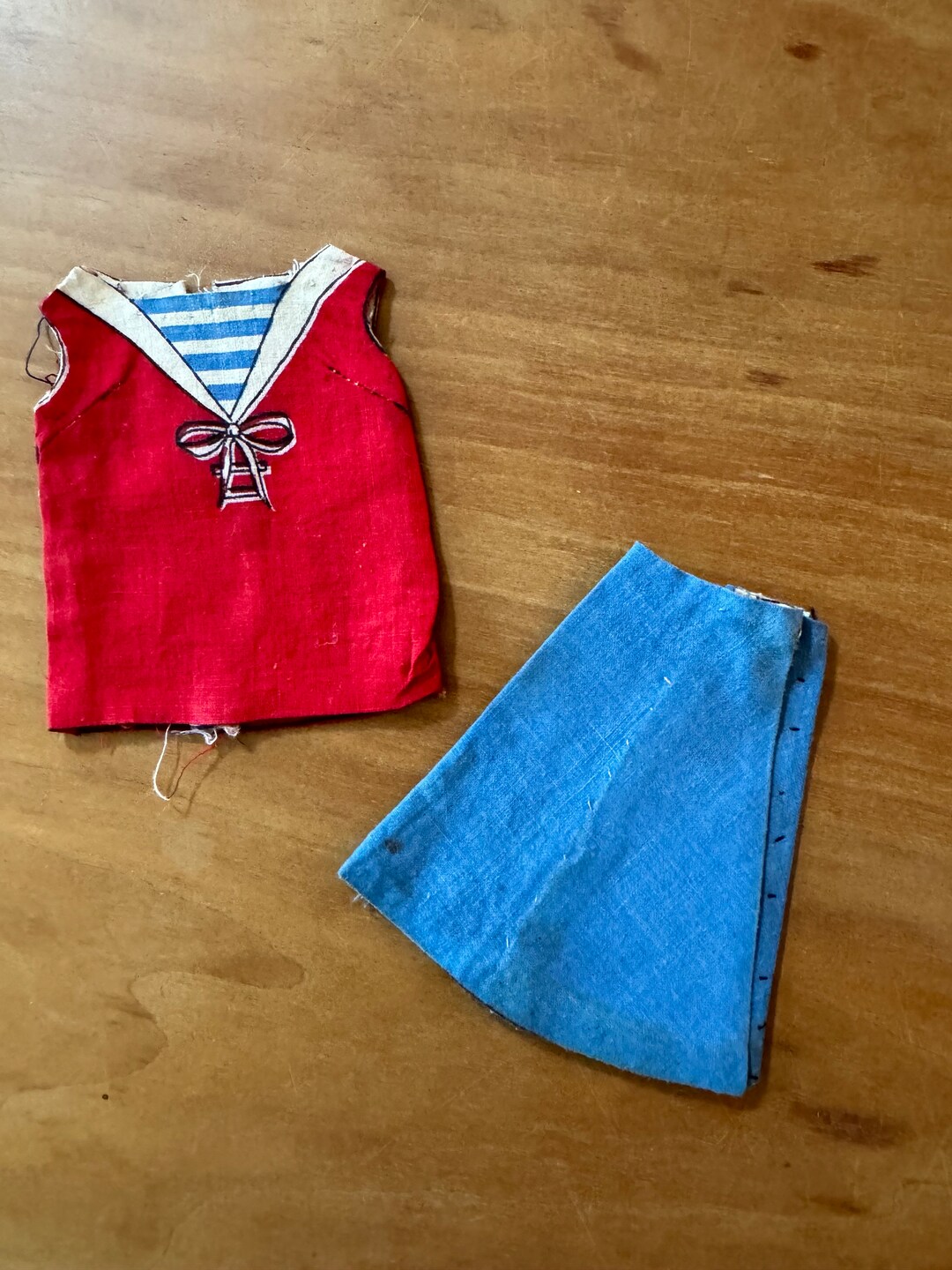 Vintage Handmade Barbie or Skipper Outfit - Sailor Shirt and Skirt - Etsy