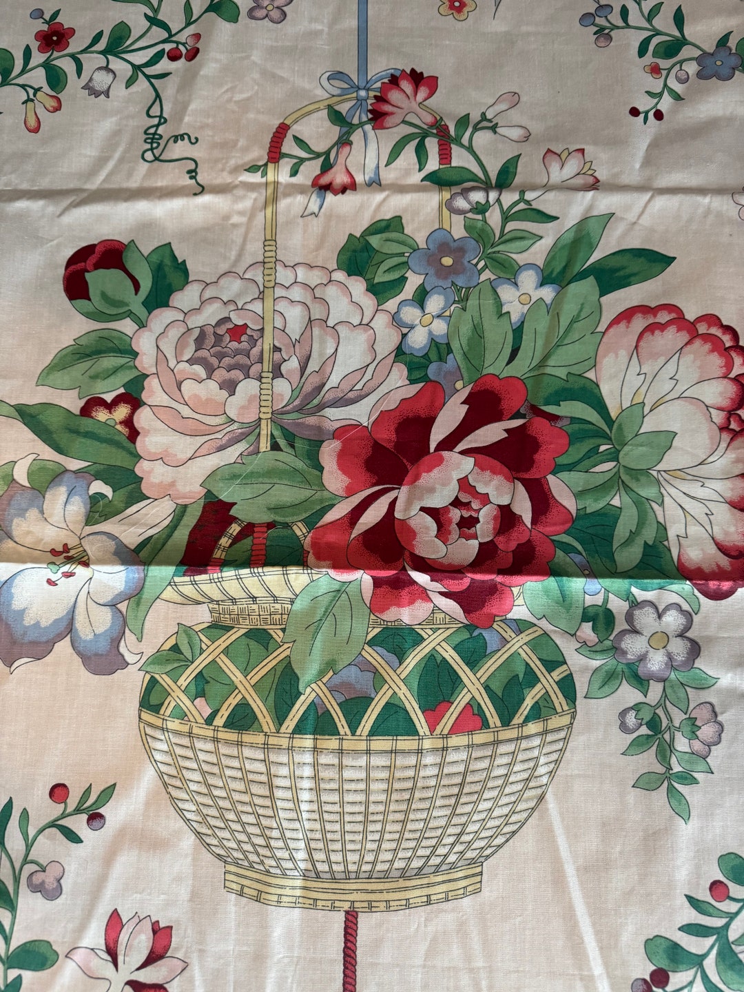 Vintage Jay Yang Fabric Remnant - Oriental Garden - Etsy