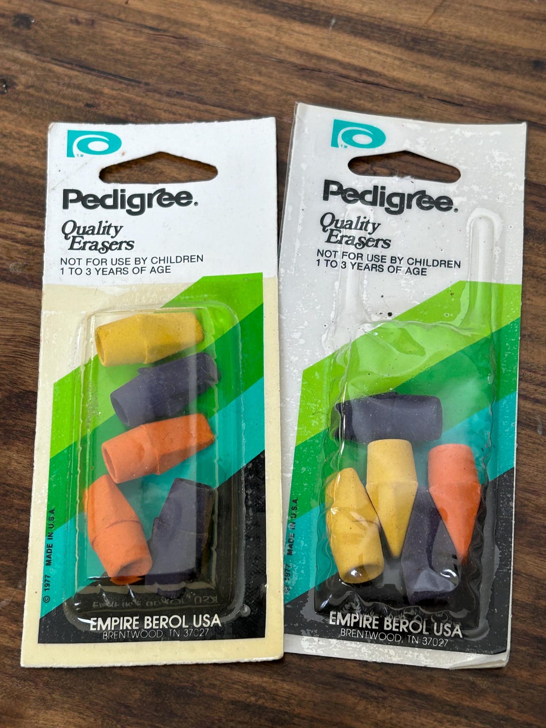 Vintage Pedigree Quality Erasers. USA 1977 Retro Colorful Eraser Caps ...