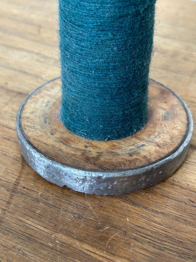 Vintage Industrial Wooden Spool With Green Thread. 10” Tall. - Etsy