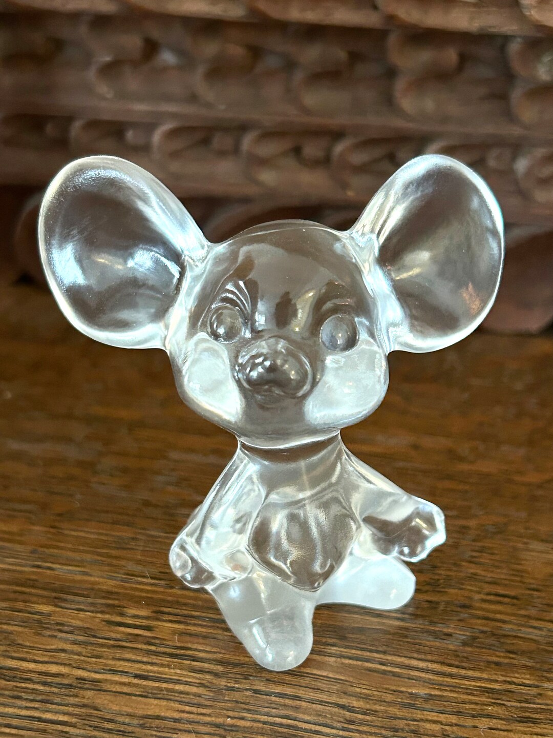 Vintage Fenton Glass Big Ear Mouse Collectible Clear Art Glass Figurine ...