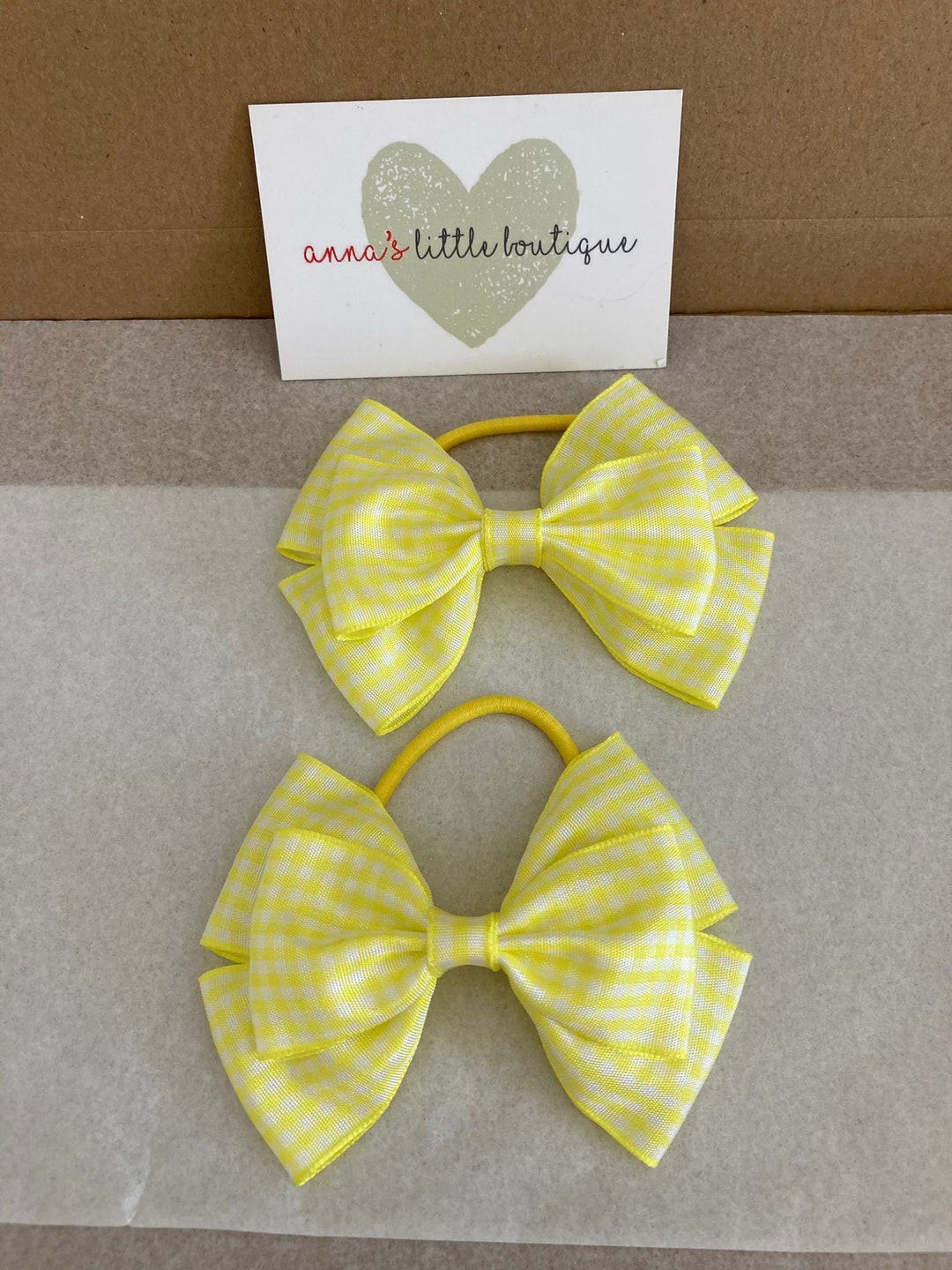 Yellow Gingham Double Layered Girls School Hair Bows 4 - Etsy