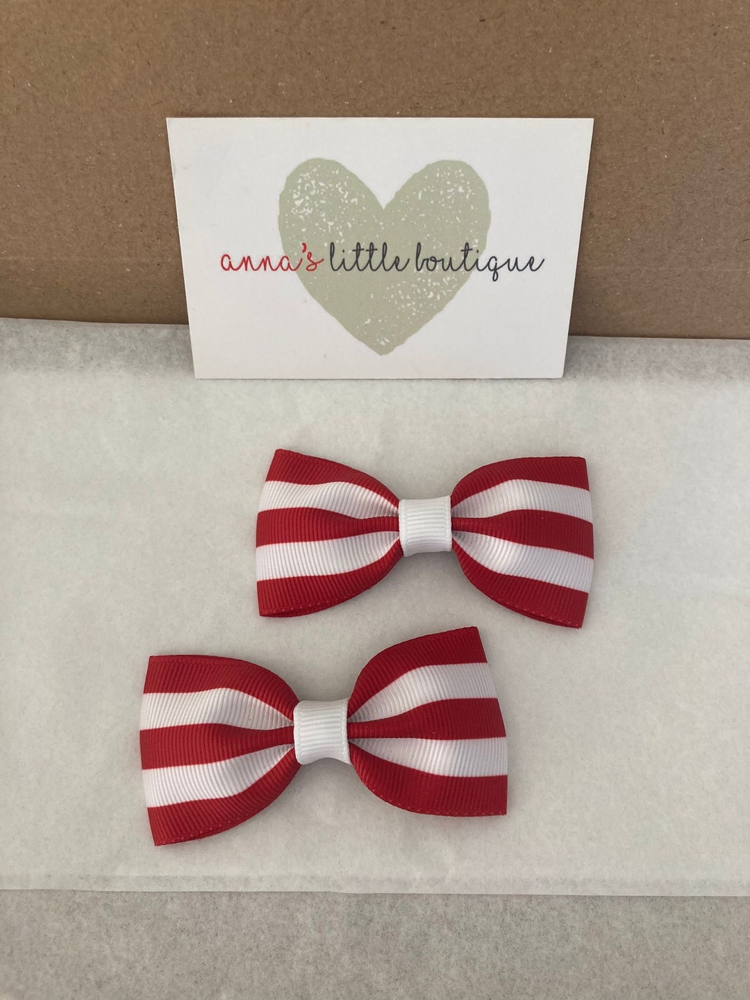Red and White Stripe Girls School Hair Bows 3 - Etsy