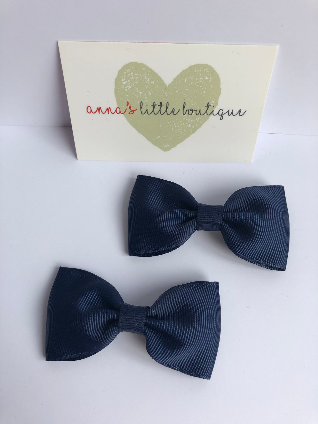 Navy Blue School Girls Hair Bow Set 3 or 4 Handmade - Etsy