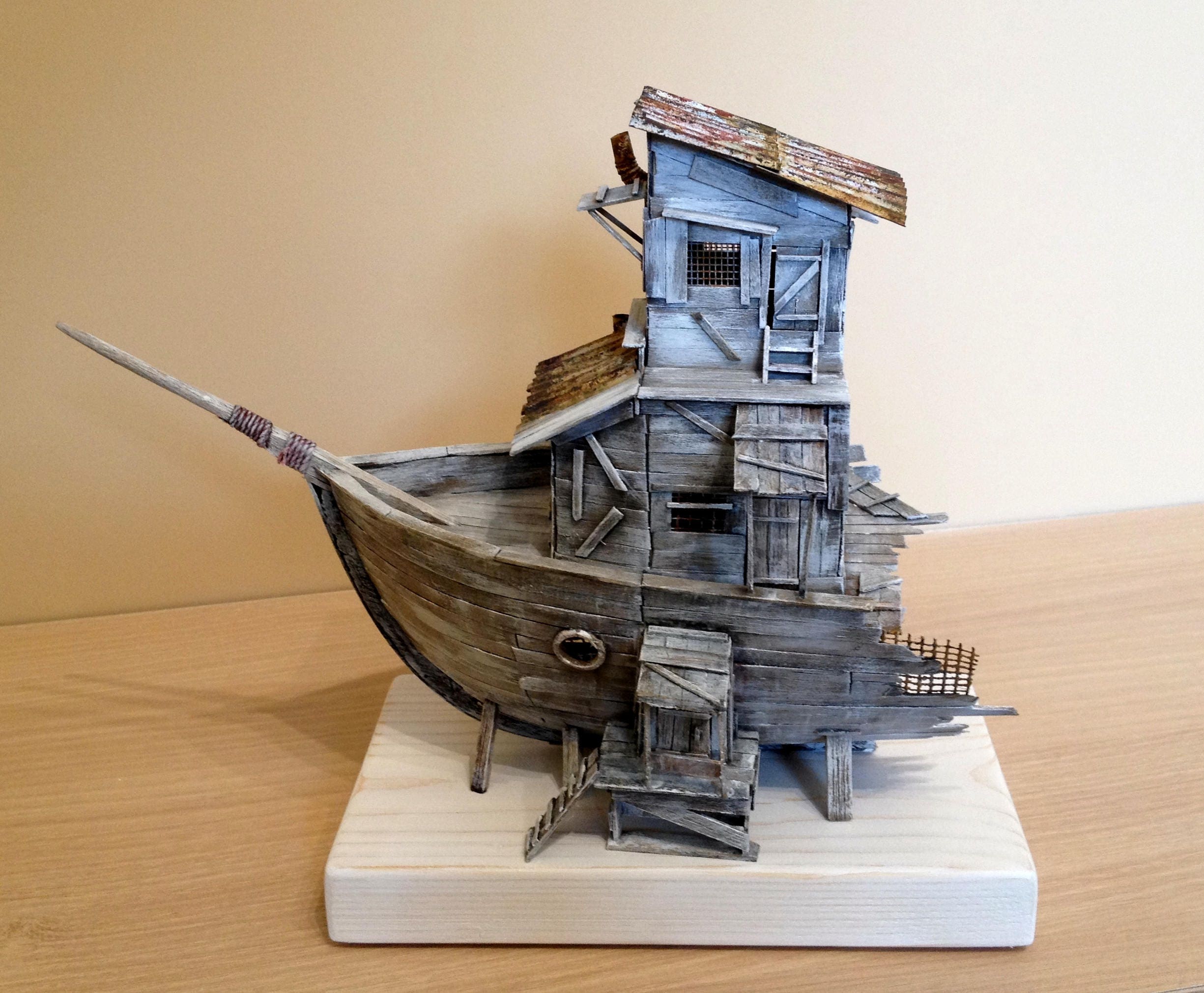 Miniature Old Wooden Ship-house, Wooden Decoration, Miniature House ...