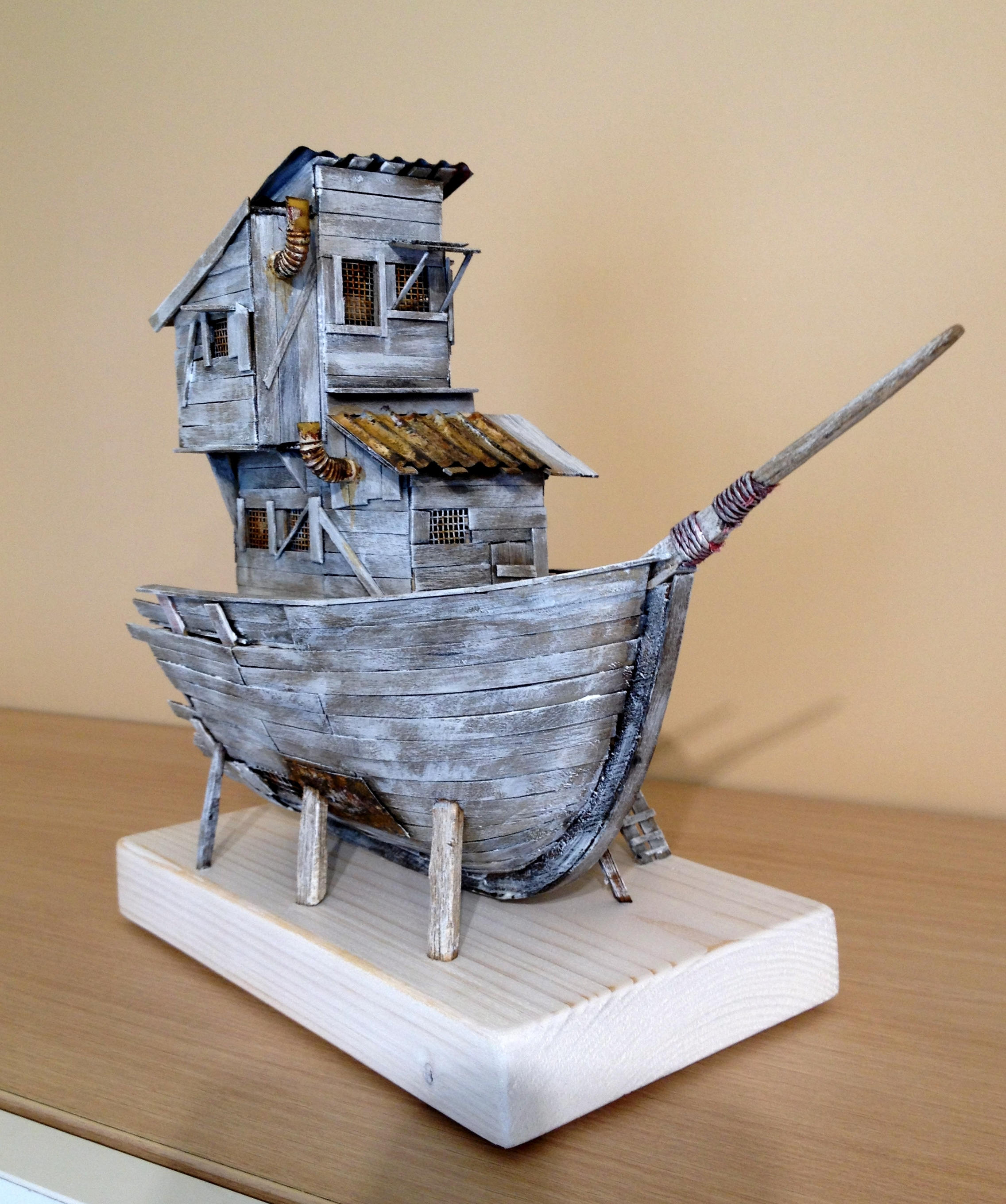 Miniature Old Wooden Ship-house, Wooden Decoration, Miniature House ...