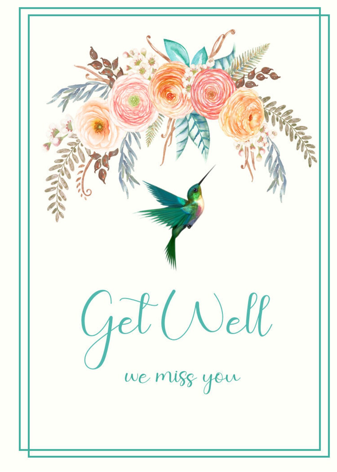 JW Get Well Greeting Card - Etsy