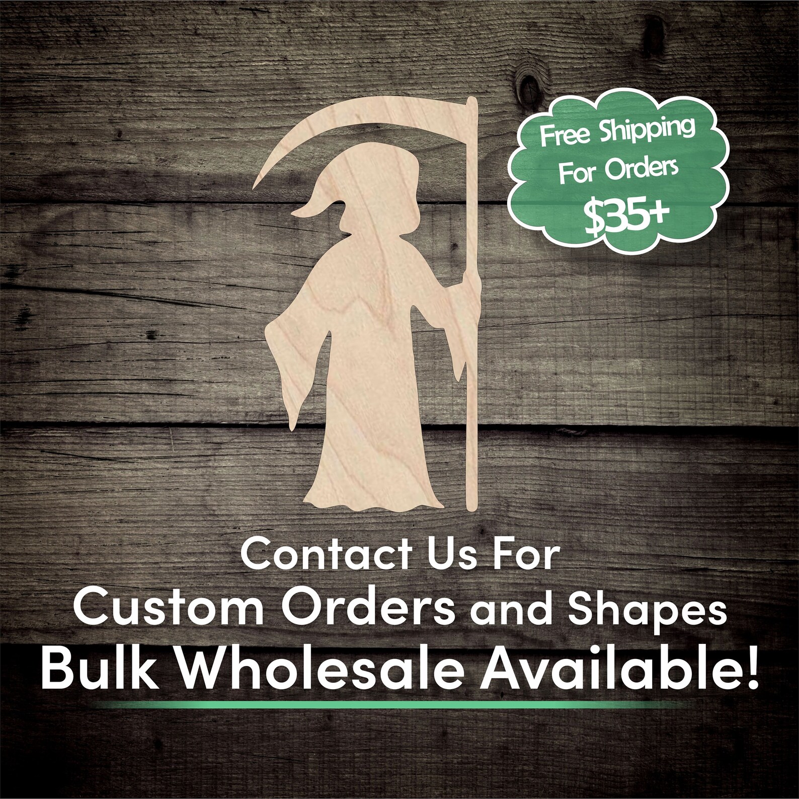 Grim Reaper Unfinished Wood Cutout Shape - Laser Cut DIY Craft Bulk ...