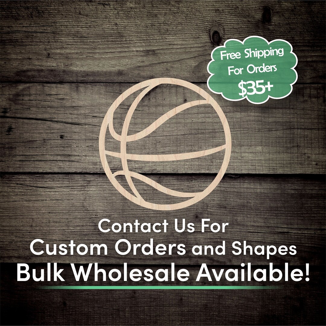 Basketball Unfinished Wood Cutout Shape - Laser Cut DIY Craft Bulk ...