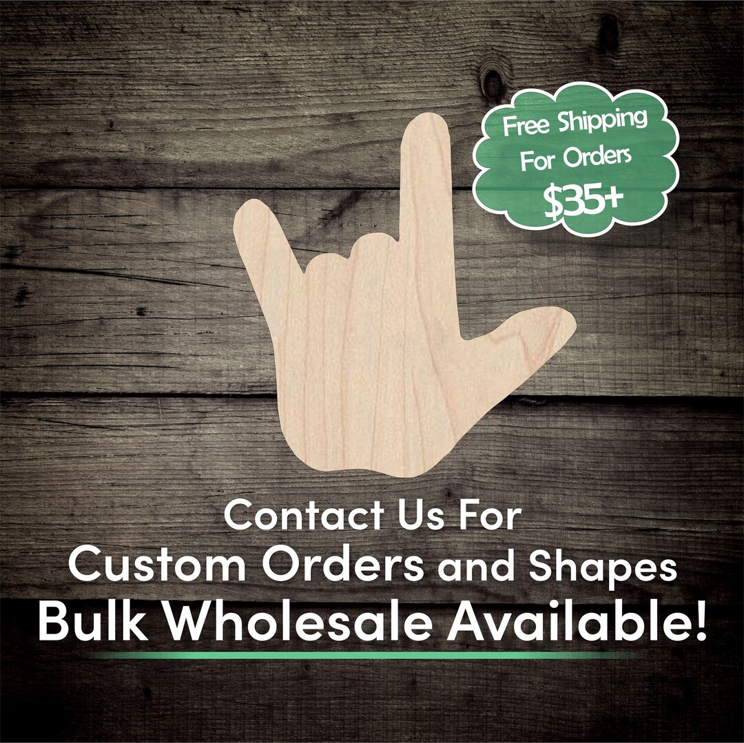 I Love You Hand ILY Hands Unfinished Wood Cutout Shape - Laser Cut DIY ...