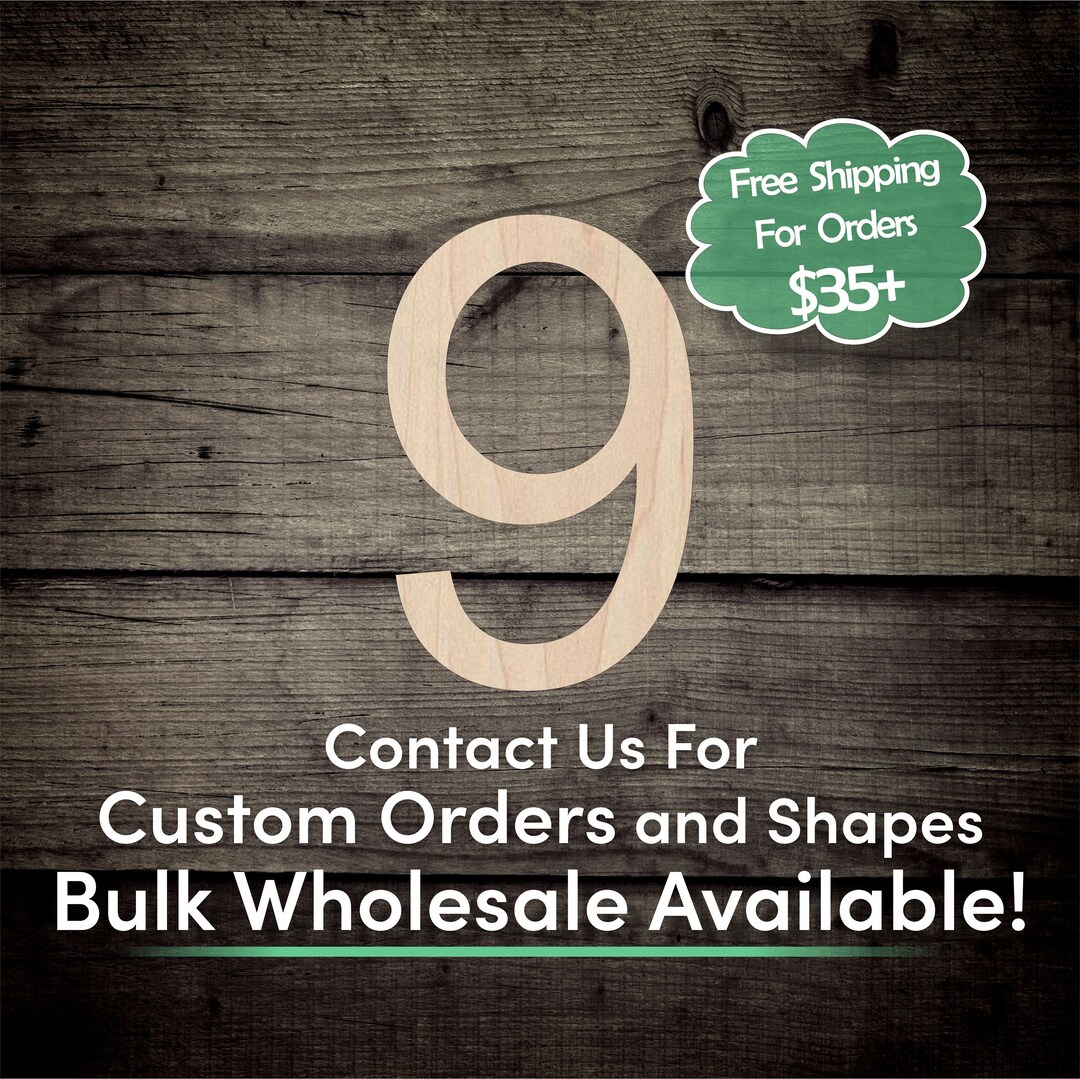 Number 9 Unfinished Wood Cutout Shape - Laser Cut DIY Craft Bulk ...