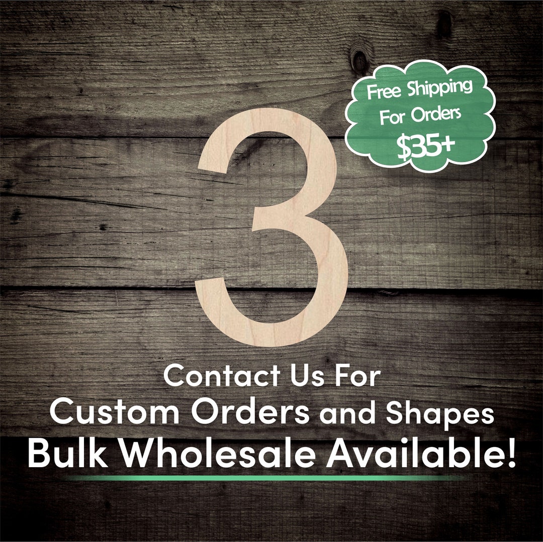 Number 3 Unfinished Wood Cutout Shape- Laser Cut DIY Craft Bulk ...