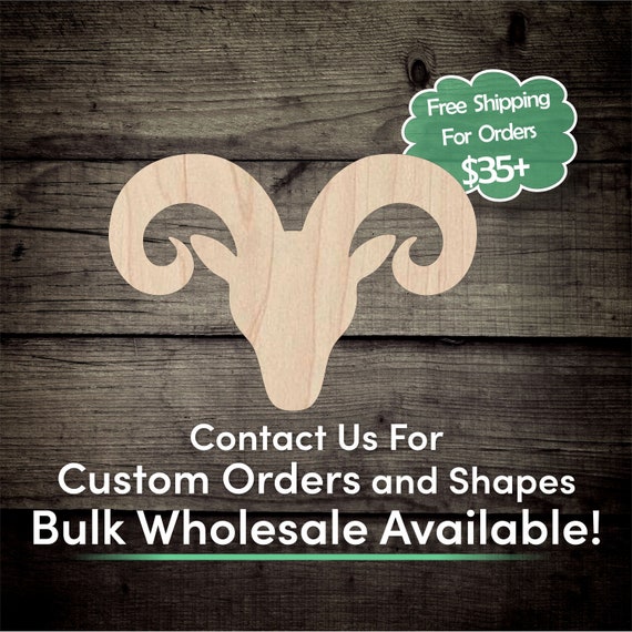 Ram Horn Head Unfinished Wood Cutout Shape Laser Cut DIY - Etsy
