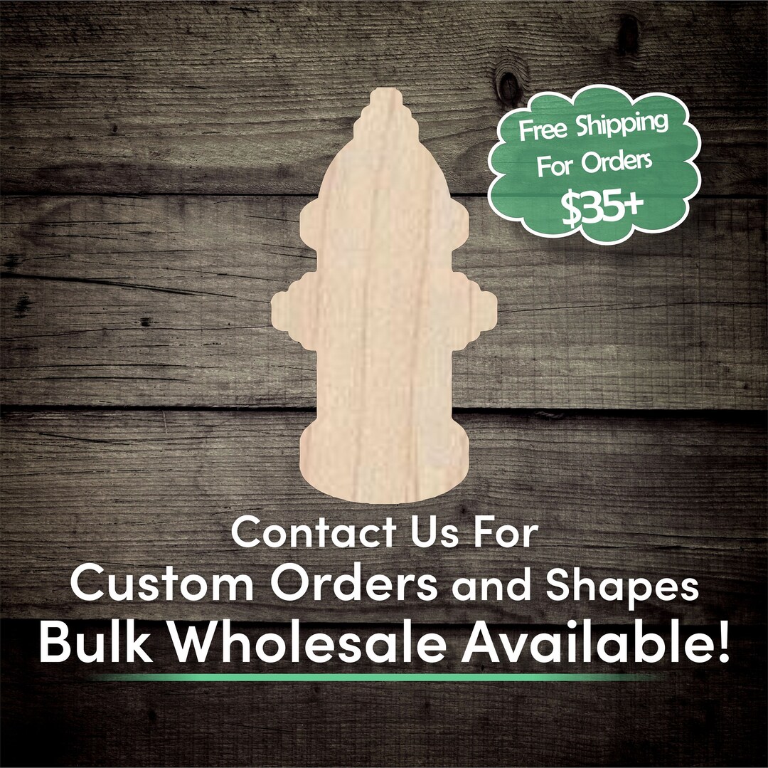 Fire Hydrant Unfinished Wood Cutout Shape - Laser Cut DIY Craft Bulk ...