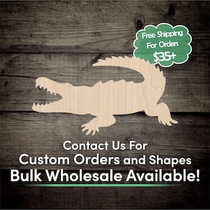 Crocodile Unfinished Wood Cutout Shape - Laser Cut DIY Craft Bulk ...