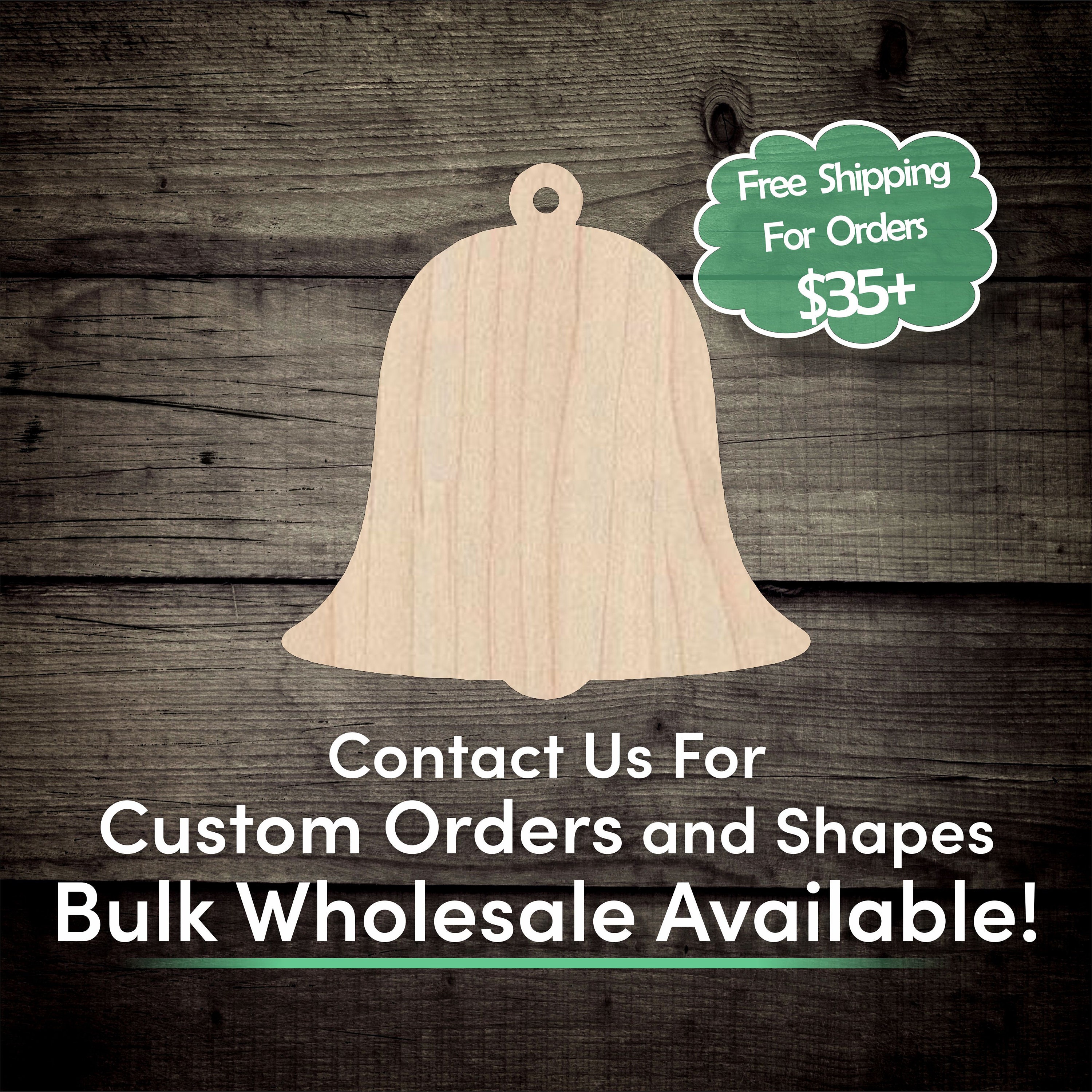 Bell Unfinished Wood Cutout Shape - Laser Cut DIY Craft Bulk Wholesale ...
