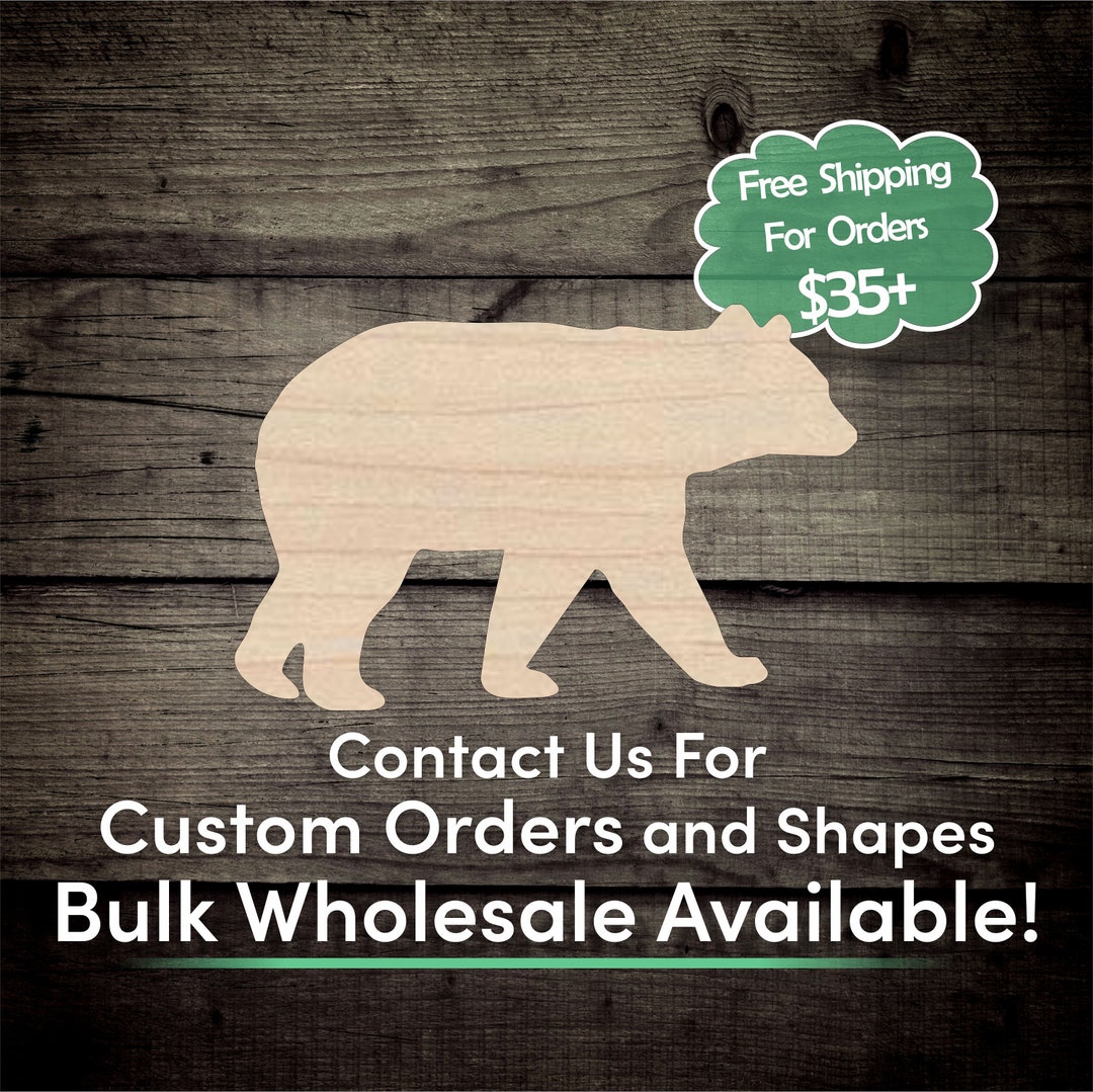 Black Bear Unfinished Wood Cutout Shape- Laser Cut DIY Craft Bulk ...