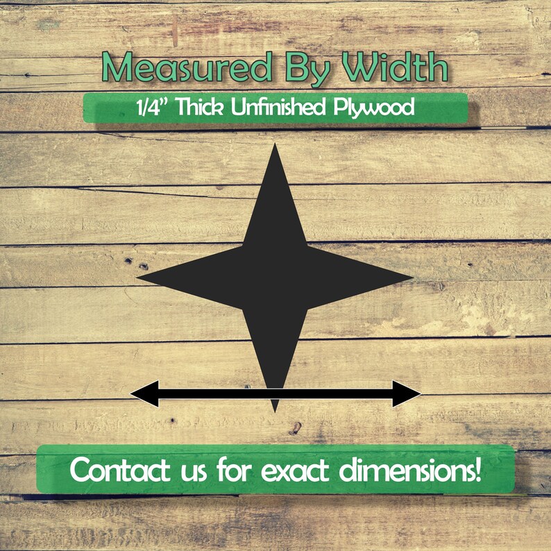 Four Point Star Unfinished Wood Cutout Shape Laser Cut DIY | Etsy