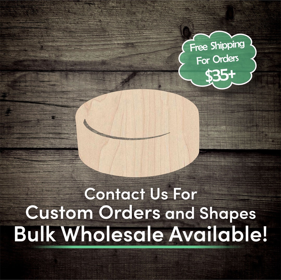 Hockey Puck Unfinished Wood Cutout Shape - Laser Cut DIY Craft Bulk ...