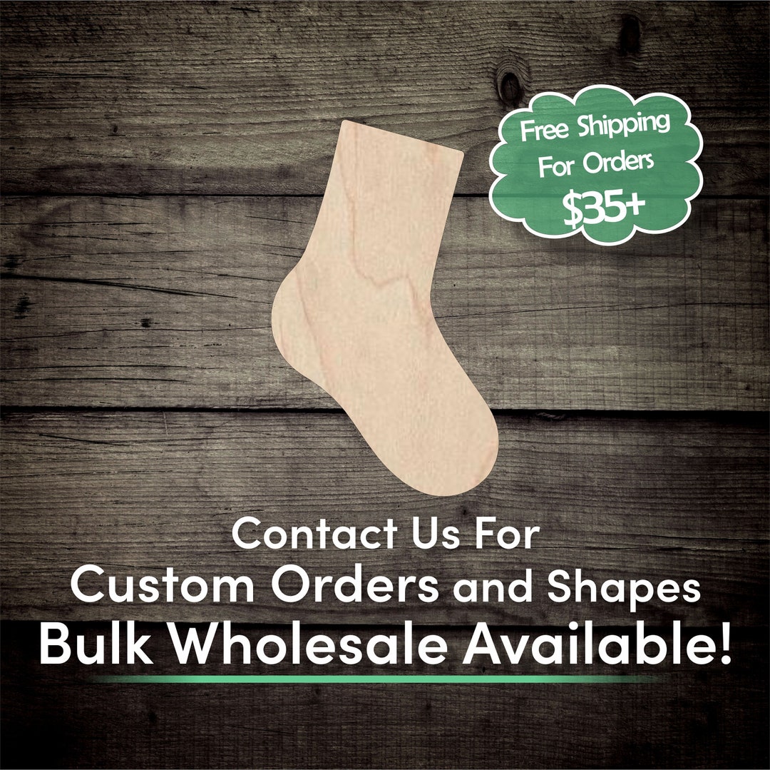 Sock Unfinished Wood Cutout Shape - Laser Cut DIY Craft Bulk Wholesale ...