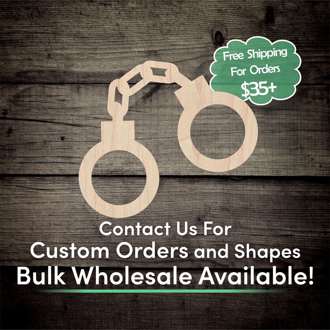 Handcuffs Unfinished Wood Cutout Shape Laser Cut DIY Craft Bulk ...