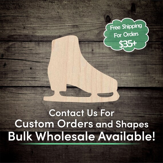 Ice Skate Unfinished Wood Cutout Shape Laser Cut DIY Craft | Etsy