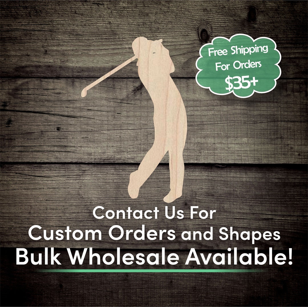 Golf Golfer Unfinished Wood Cutout Shape - Laser Cut DIY Craft Bulk ...