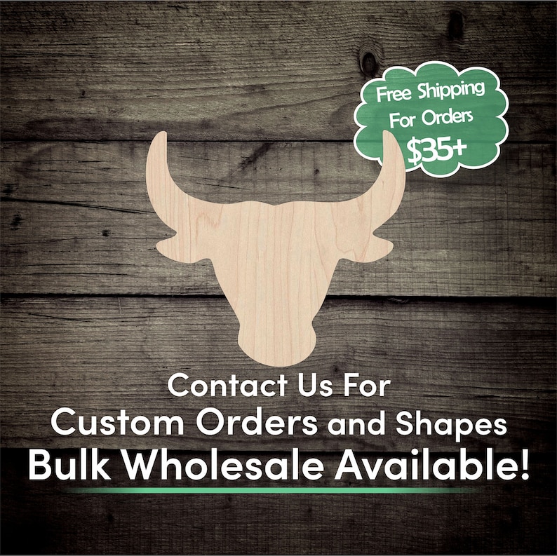 Bull Head Unfinished Wood Cutout Shape Laser Cut DIY Craft - Etsy