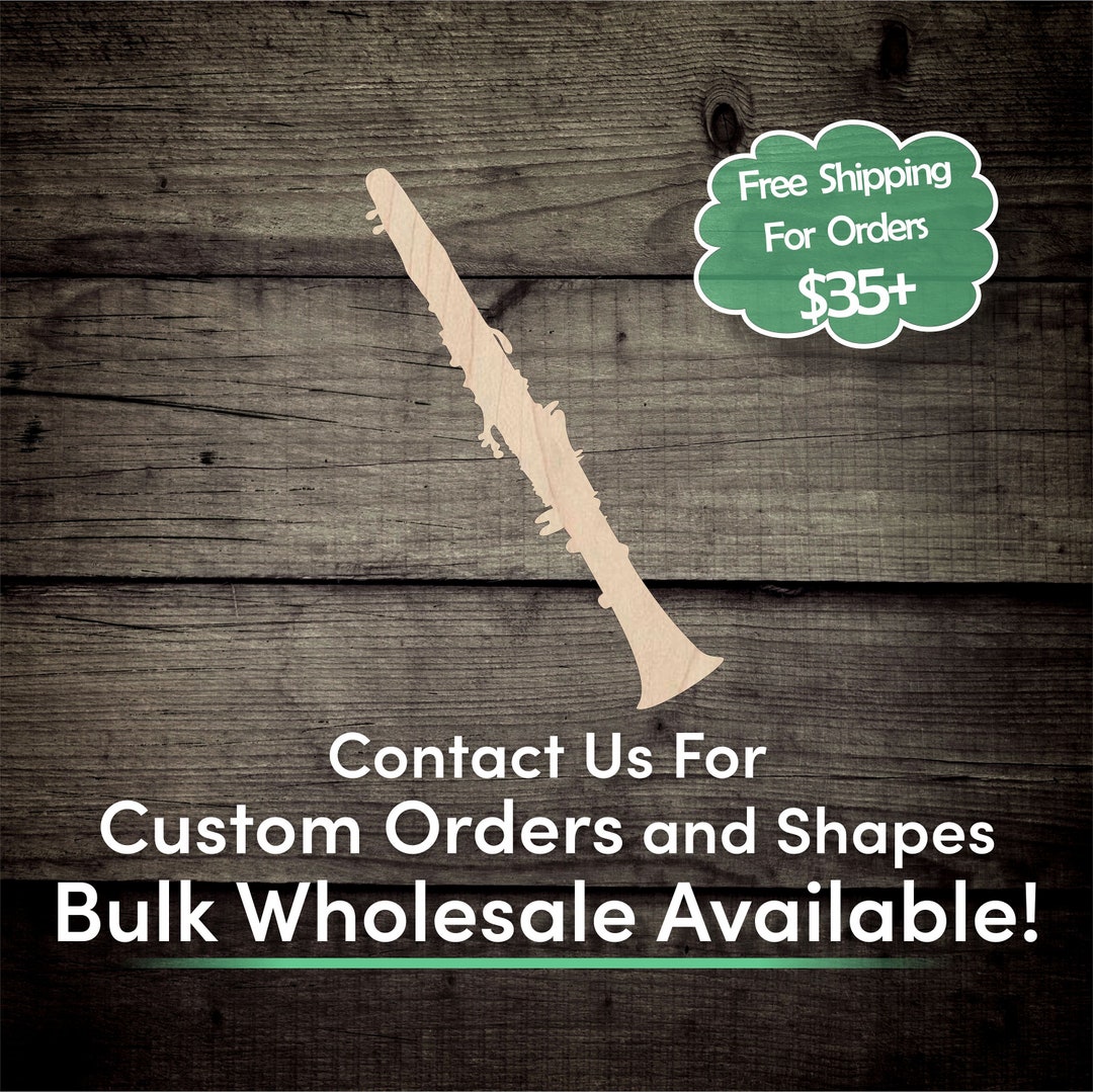 Clarinet Unfinished Wood Cutout Shape - Laser Cut DIY Craft Bulk ...