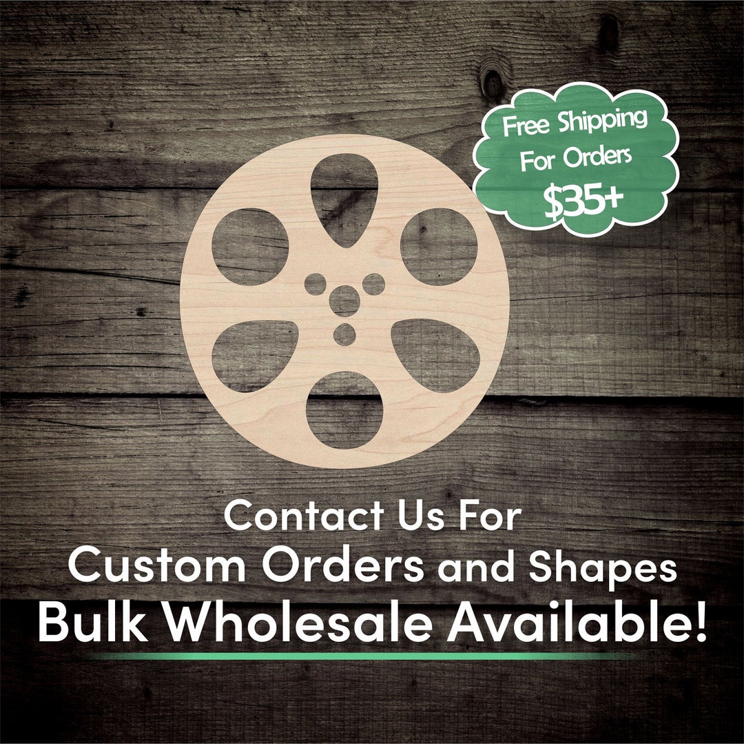 Film Reel Unfinished Wood Cutout Shape Laser Cut DIY Craft Bulk ...