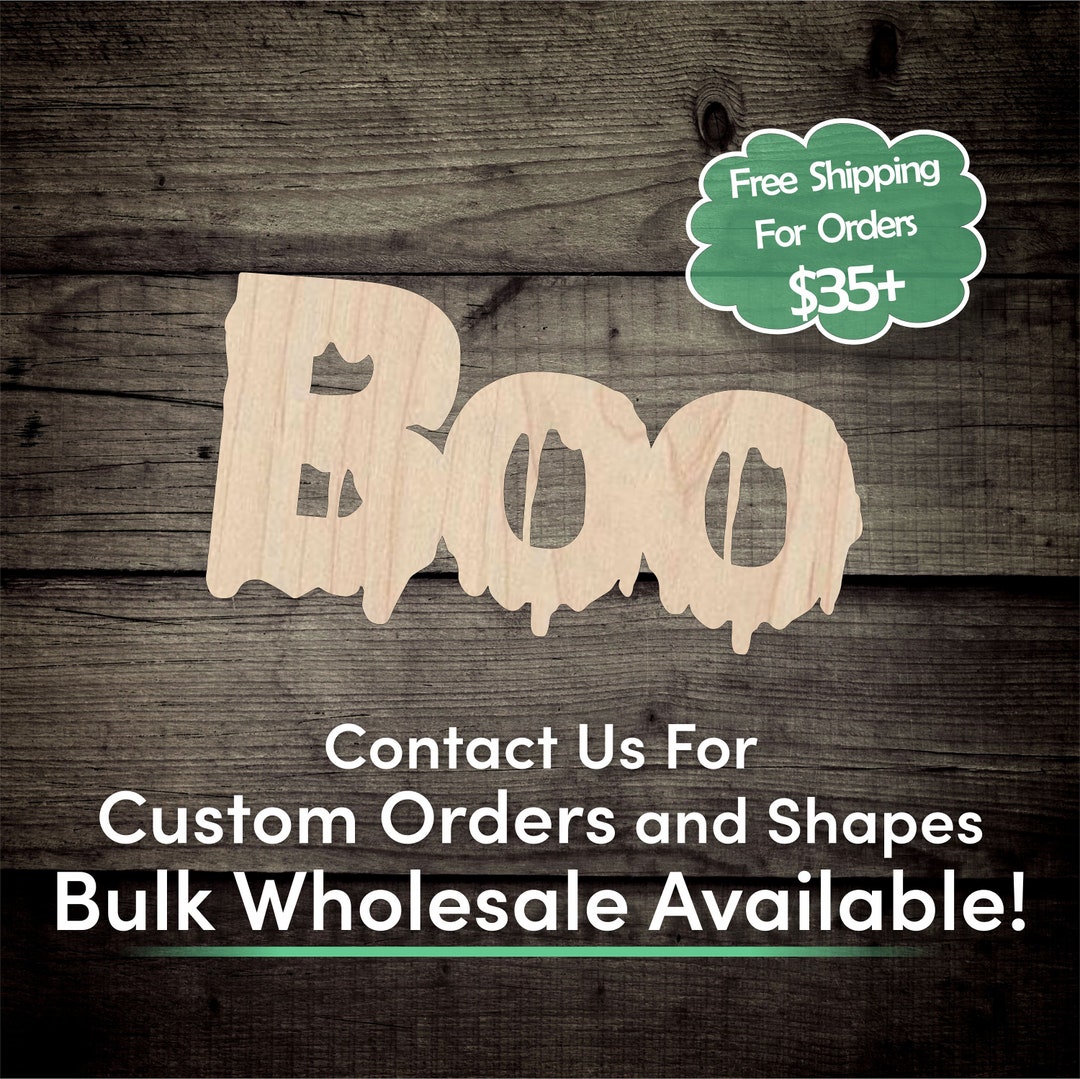 Boo Word Unfinished Wood Cutout Shapes - Laser Cut DIY Craft Engraved ...
