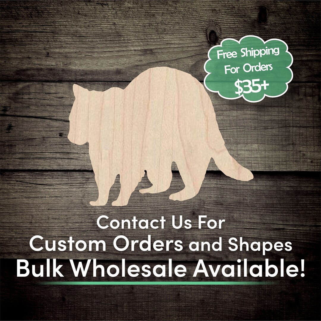 Raccoon Unfinished Wood Cutout Shape - Laser Cut DIY Craft Bulk ...