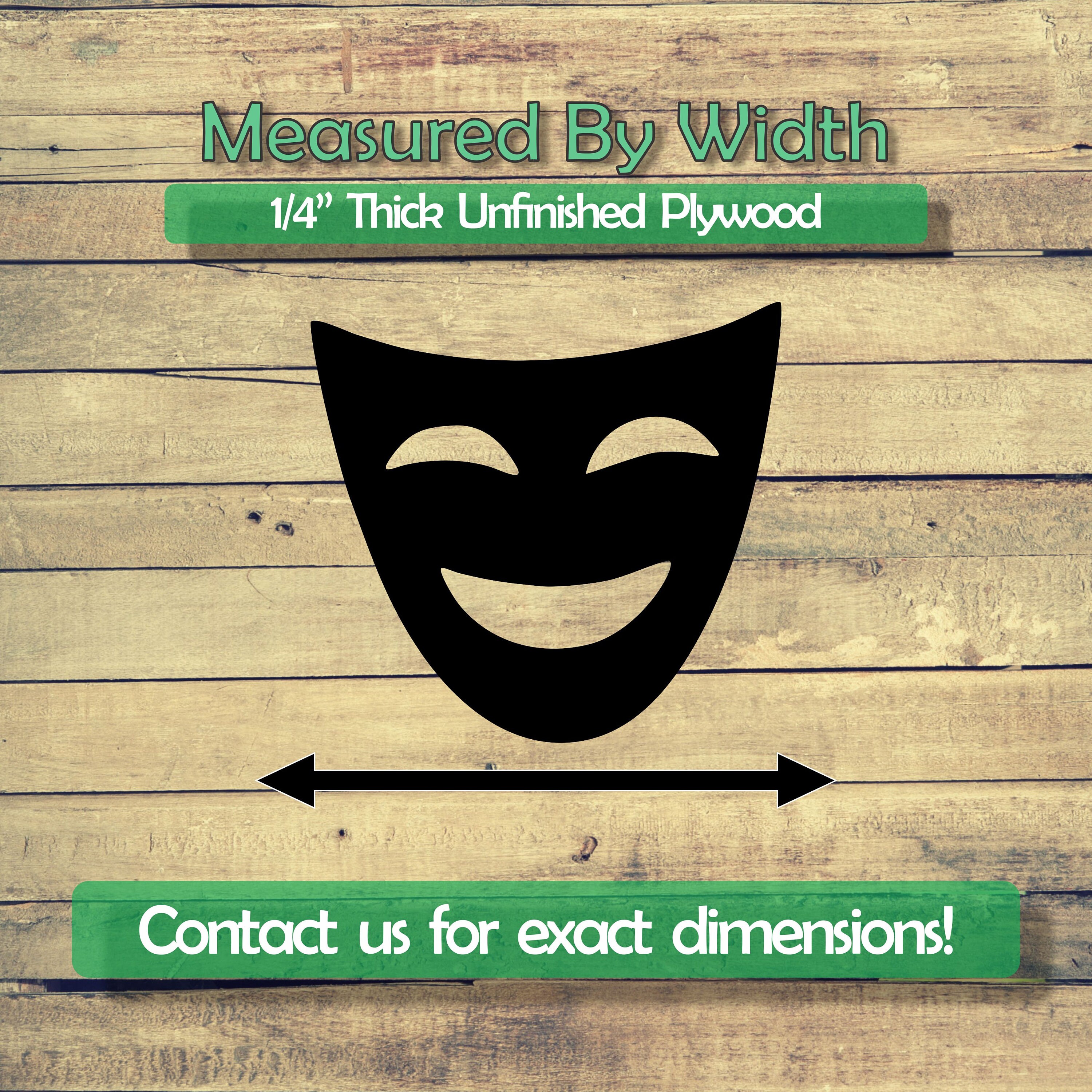 Comedy Happy Mask Unfinished Wood Cutout Shapes Laser Cut DIY | Etsy