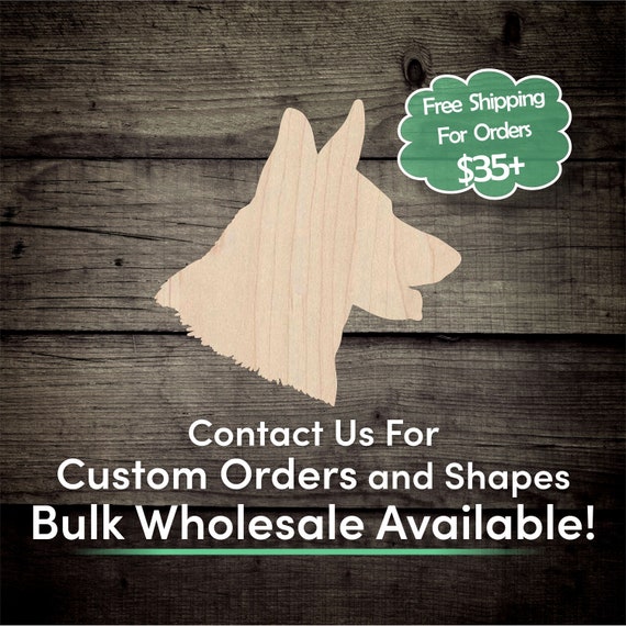 German Shepherd Head Unfinished Wood Cutout Shape Laser Cut - Etsy