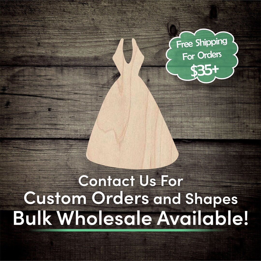 Summer Wedding Dress Unfinished Wood Cutout Shape - Laser Cut DIY Craft ...