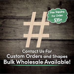 Hashtag Unfinished Wood Cutout Shape - Laser Cut DIY Craft Bulk ...