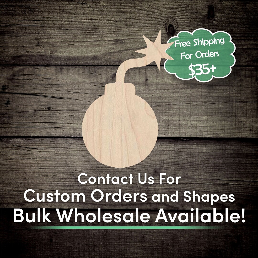 Firework Bomb TNT Unfinished Wood Cutout Shape - Laser Cut DIY Craft ...