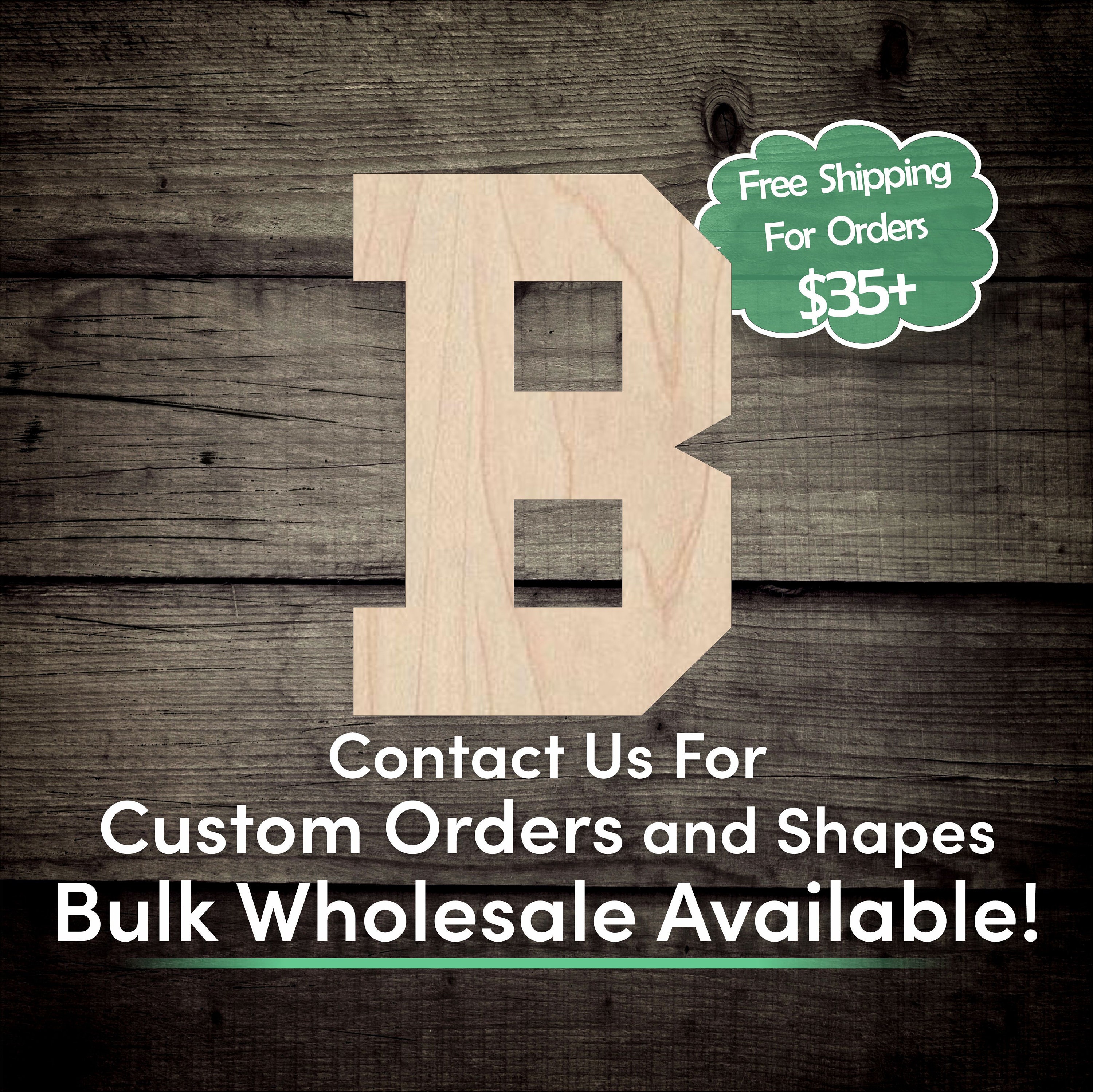 Letter B College Font Unfinished Wood Cutout Shape - Laser Cut DIY ...