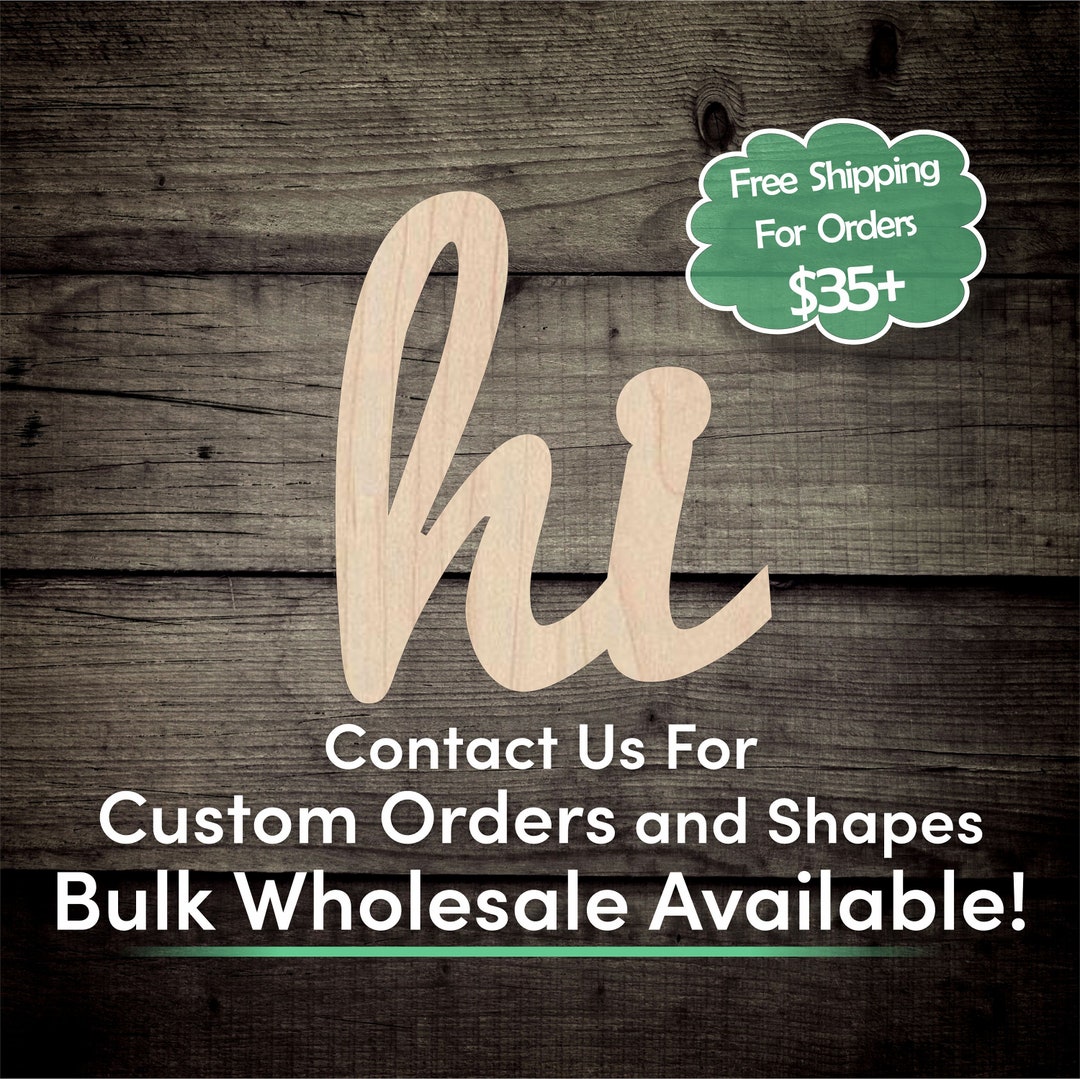 Hi Word Unfinished Wood Cutout Shape - Laser Cut DIY Craft Bulk ...