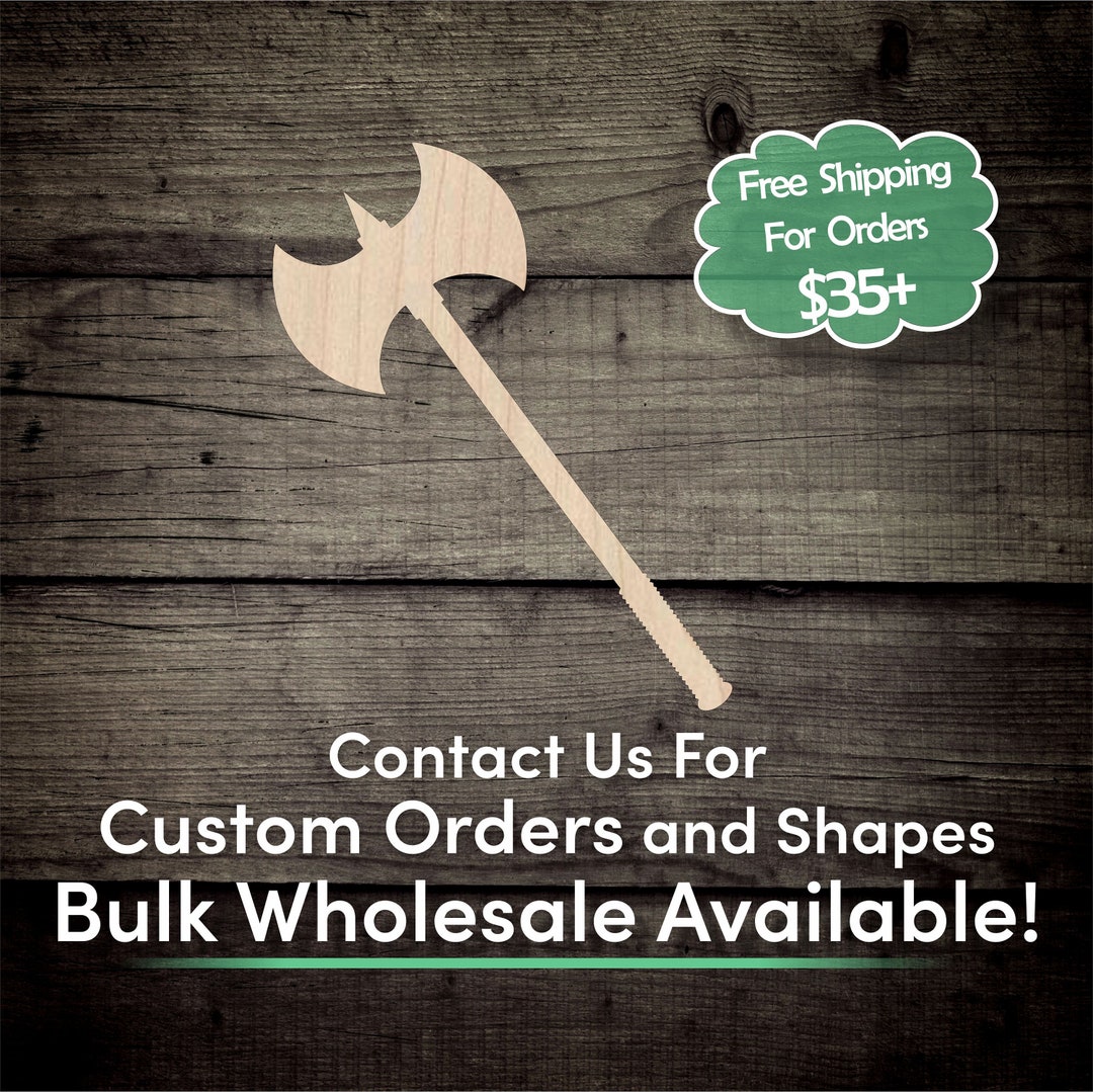 Battle Axe Unfinished Wood Cutout Shape - Laser Cut DIY Craft Bulk ...